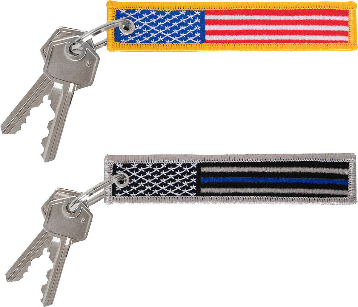 Thin Line US Flag Patch Key Chain US Patriotic Key Ring | eBay