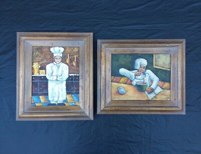 Painting Portrait Chef Cook & Baker Signed M.Harold / W.Johnson | eBay