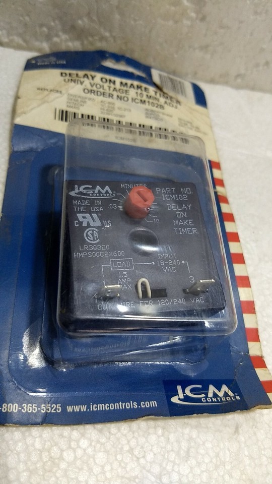 ICM Controls ICM102 ICM102B Delay On Break Timer Relay 18-240 VAC .03 ...