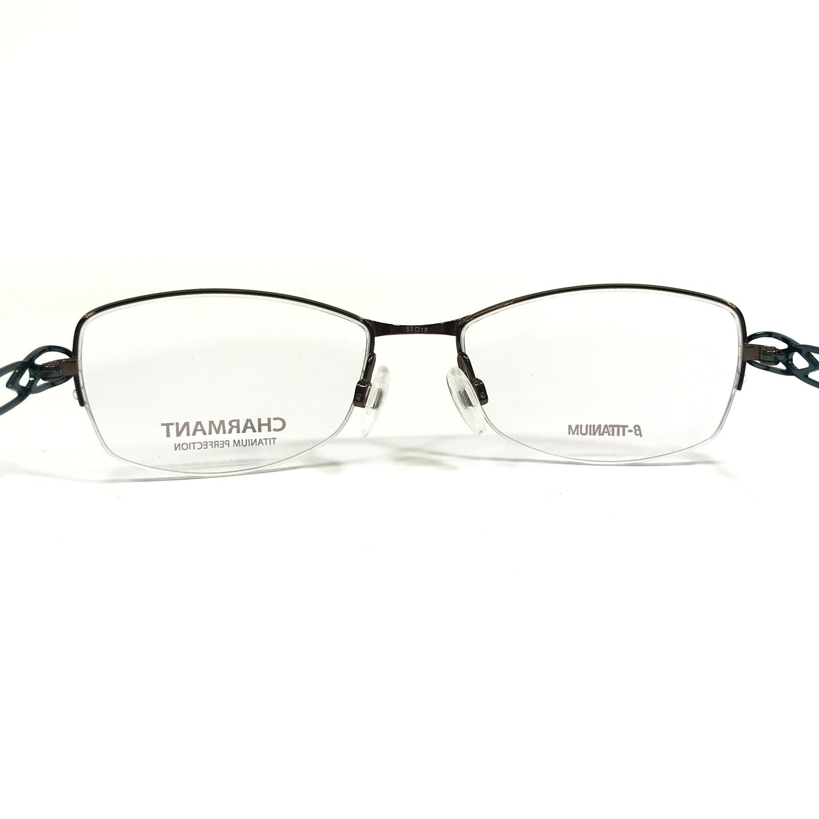 Charmant Eyeglasses Frames CH12140 BR Brown Blue Cat Eye Half Rim 53-18 ...