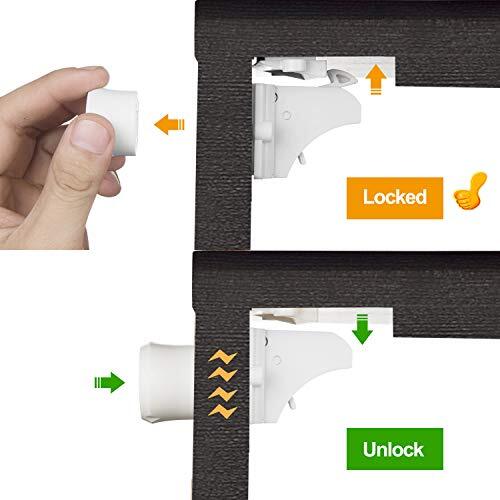 2 Pack Magnetic Cabinet Locks Keys - Extra Stronger Baby Proofing ...