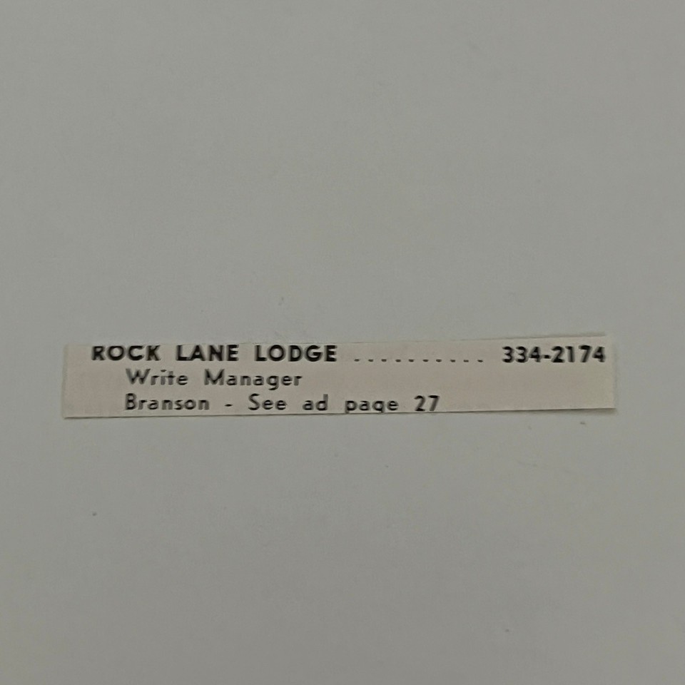Rock Lane Lodge Branson MO 1969 Ozark Playground AR MO Ad SAH3-S32 | eBay