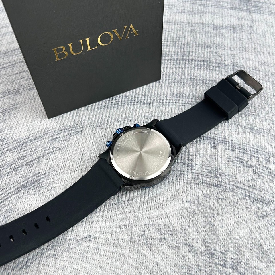 BULOVA Marine Star Men's 44mm Chronograph Quartz Watch Black Dial ...