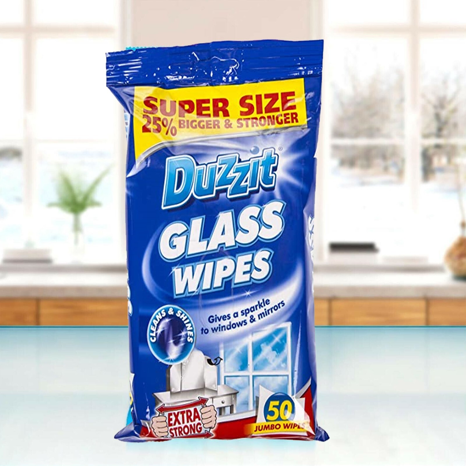 WINDOW CLEANER WIPES GLASS SHINY SURFACES STREAK-FREE JUMBO EXTRA ...
