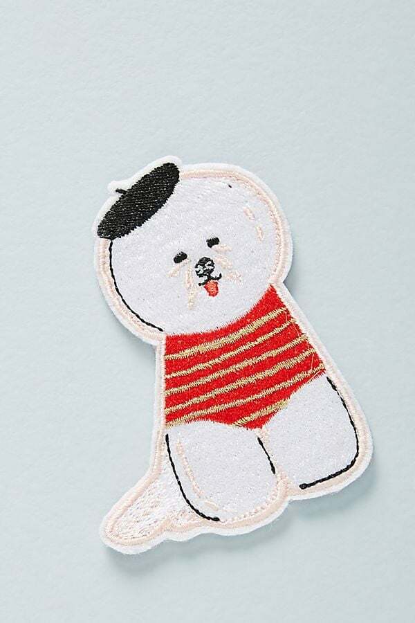 Anthropologie Sticker Patch BICHON Dog LIBBY VANDERPLOEG 3D Fabric 3 ...