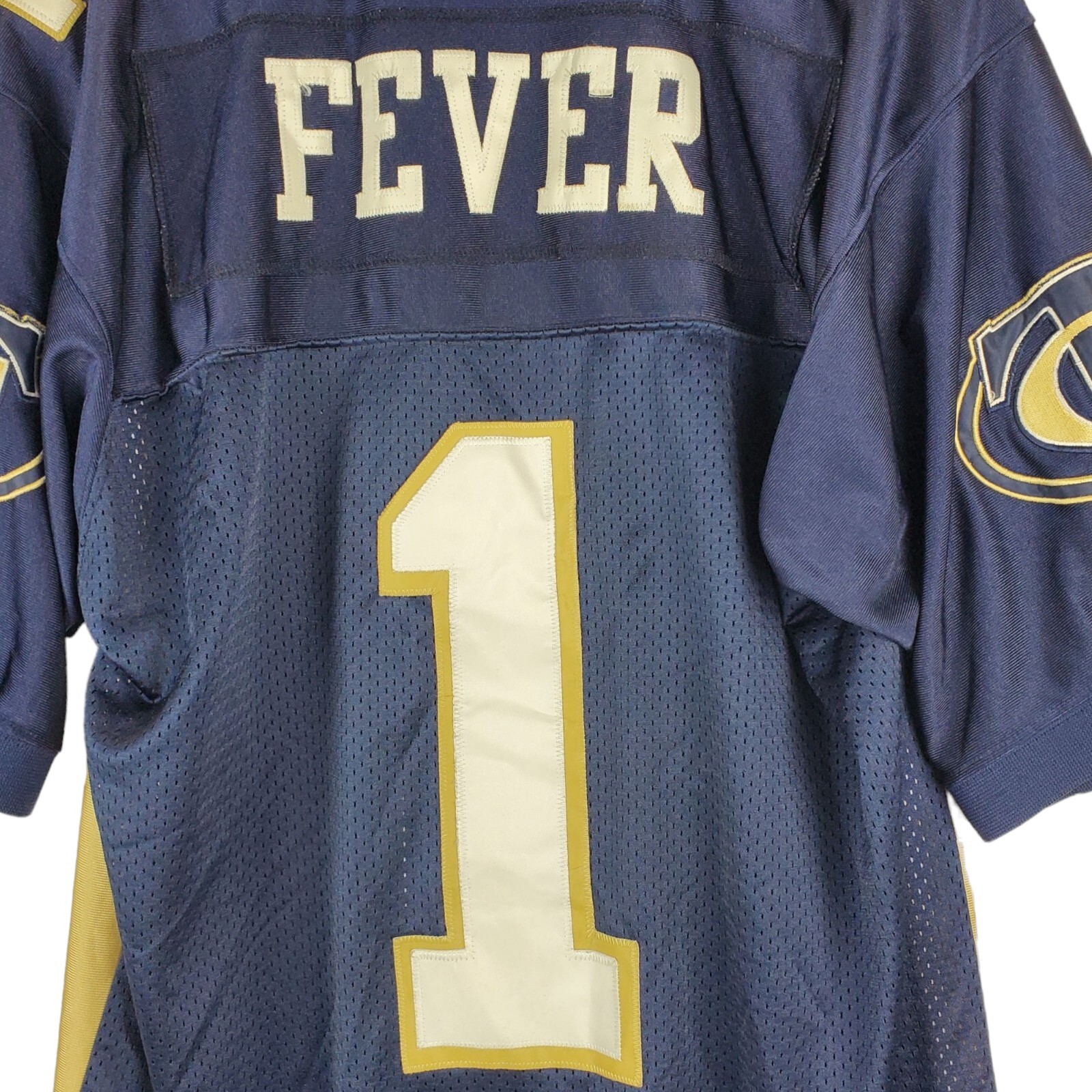 TRI-CITIES FEVER Jersey Mens Large Blue Gold #1 Logo Spell Out ARENA 2 ...