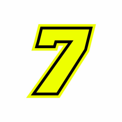 Sticker Number Race for Motorcycle " 7 " Gp, Yellow Fluo, 10 X 9,5 CM ...