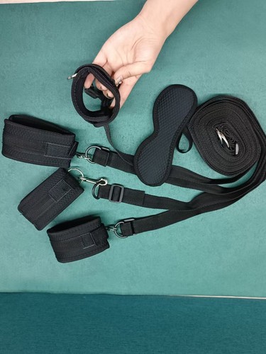 Black Restraint Bed Binding Straps Adult Adjustable Handcuffs with Eye ...