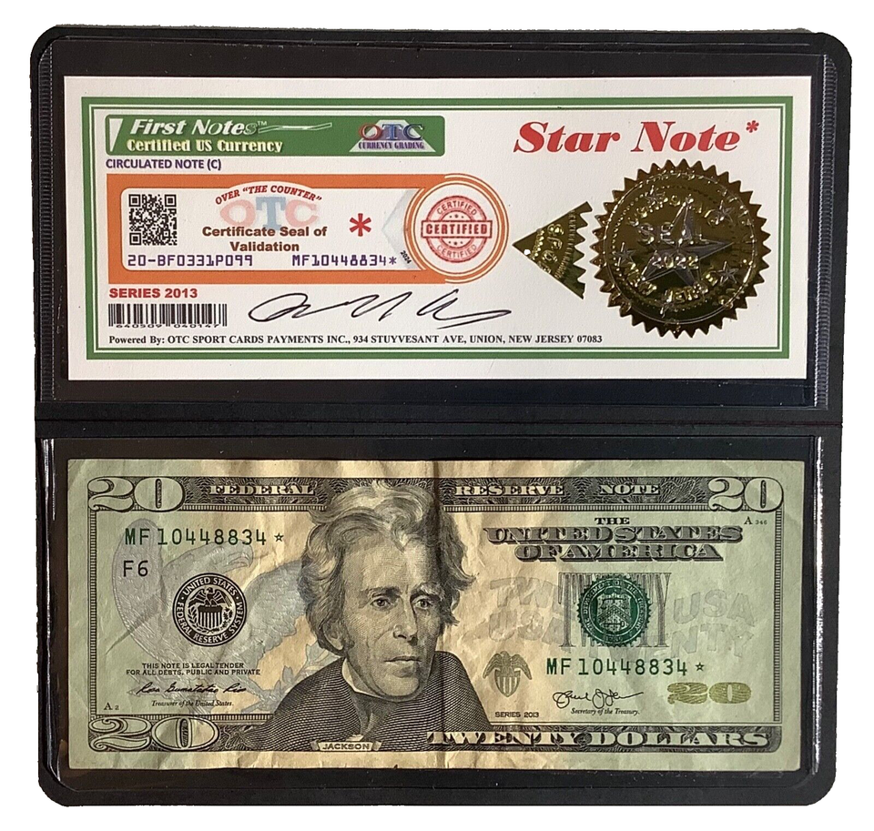 $20 dollar bill *STAR NOTE* 2013 Rare OTC Certified Circulated (C ...
