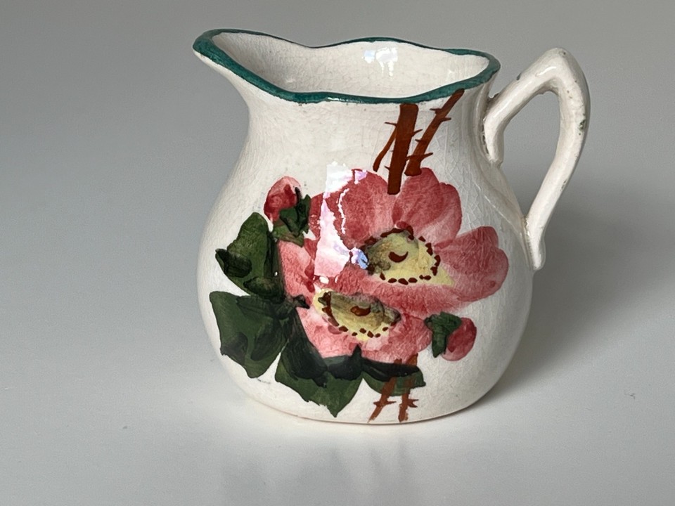 Antique Llanelly Pottery cabaret jug painted with wild roses by ...