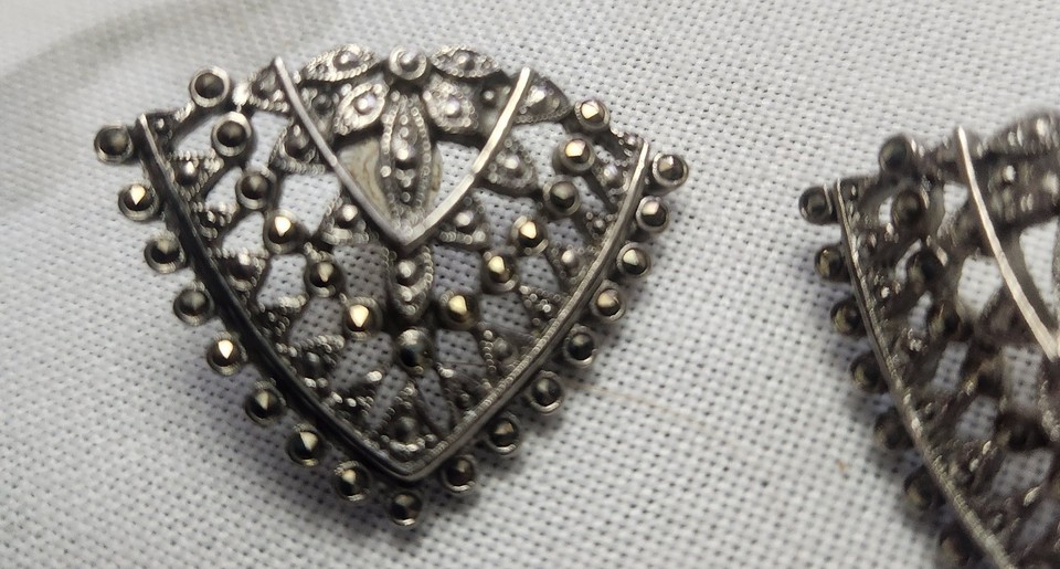 Glamorous vintage silver tone and marcasite EARRINGS | eBay