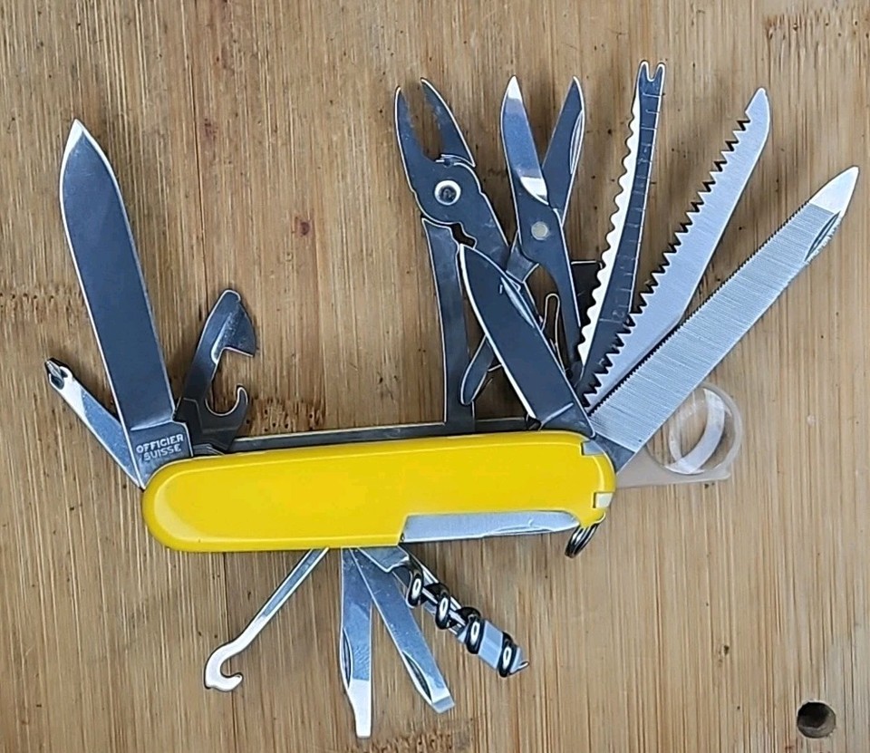 Victorinox 91mm Yellow Plus Scales Swiss Champ SAK Multi-Tool Complete ...