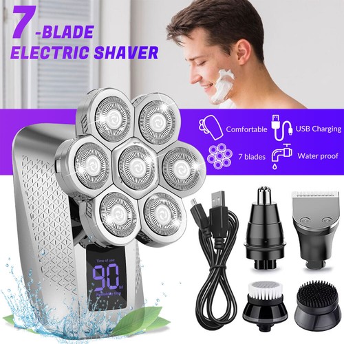 7D Hair Shaver Cordless Mens Electric Rotary Shaver Razor Trimmer ...