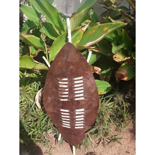 Large Dark Brown Zulu Traditional Cultural Shield, African Warrior Hat ...