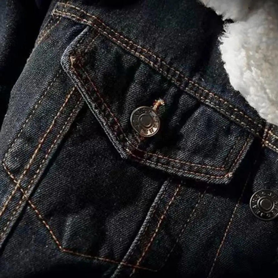 Winter Warm Mens Fleece Lined Denim Jacket Wool Sherpa Trucker Coat ...