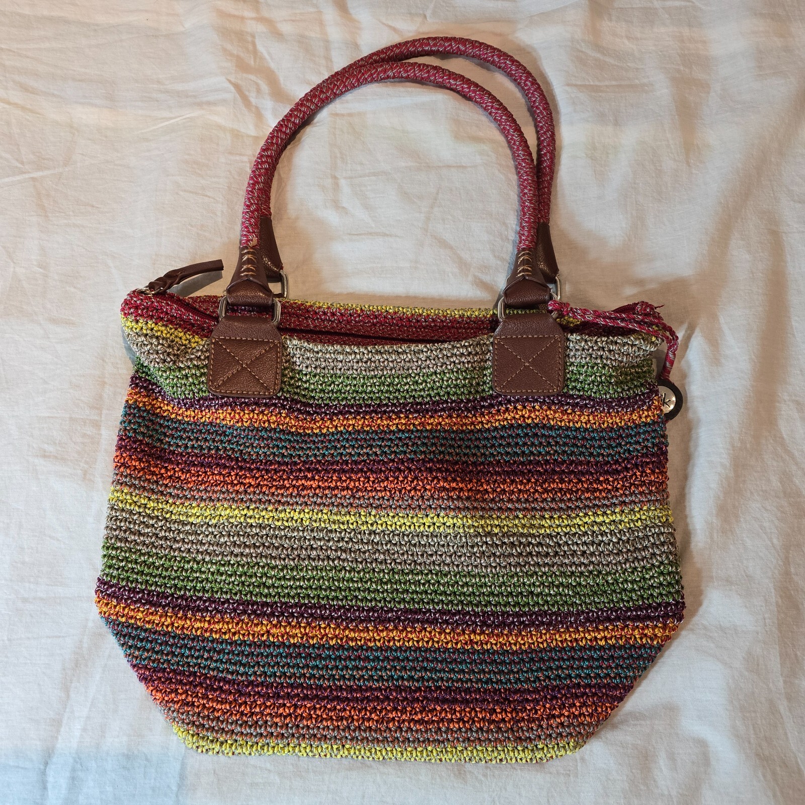 The Sak Cambria Large Rainbow Stripe Crochet Knit Tot… - Gem