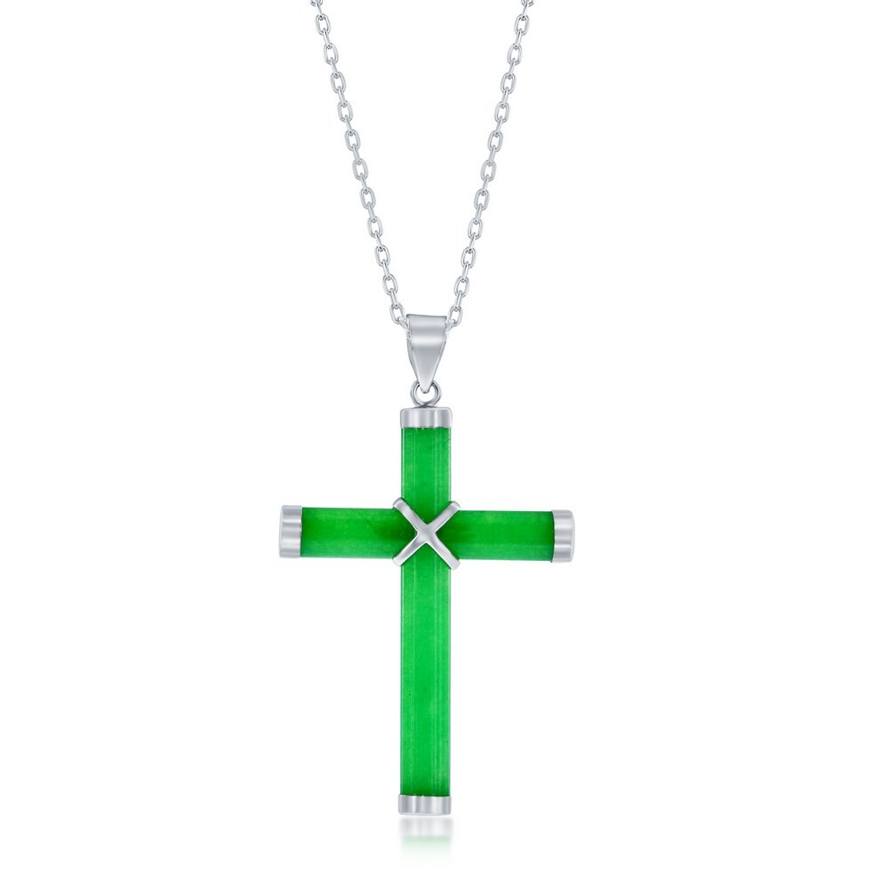 Sterling Silver Jade Cross Pendant | eBay