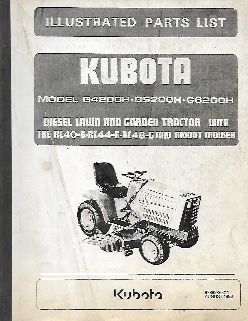 KUBOTA G4200H,G5200H, G6200H DIESEL LAWN TRACTOR PARTS CATALOG | eBay
