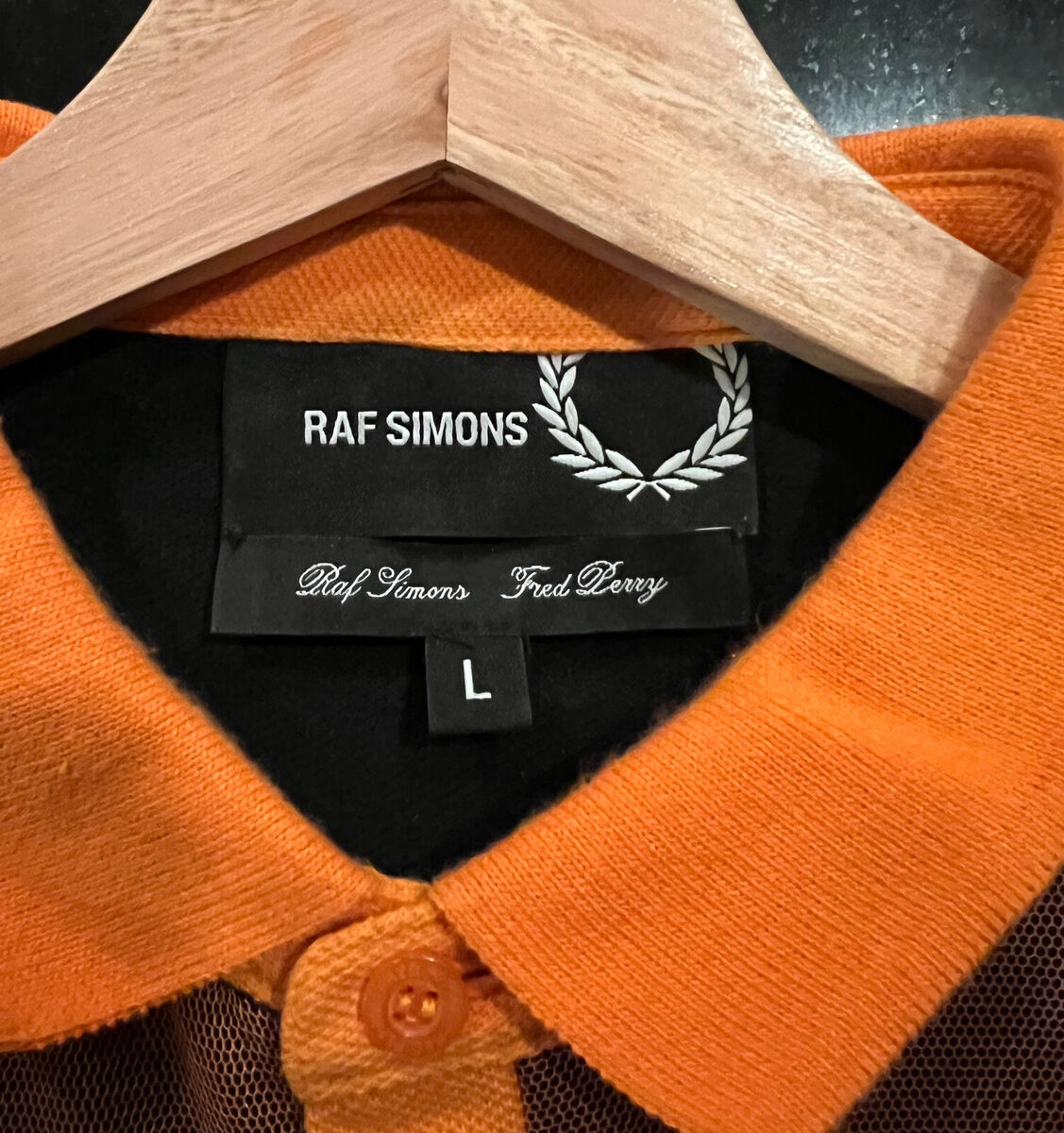 Raf Simons x Fred Perry Orange mesh polo shirt. Size L Fits Raf Simons x Fred Perry Orange mesh polo shirt. Size L Fits