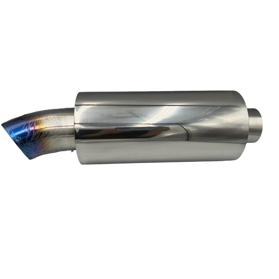 JS Racing Muffler Exhaust Alloy Stainless Steel Inlet 2.5 in Outlet 3 ...
