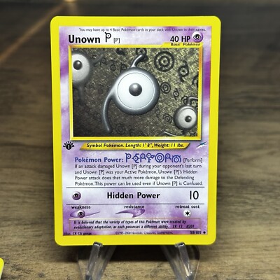 Unown P Neo Destiny Set Uncommon # 58/105 1st Edition Pokemon Card NM ...