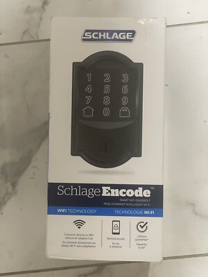 SCHLAGE Encode Smart Wi-Fi Deadbolt Camelot Matte Black BE489WB CAM 622 ...