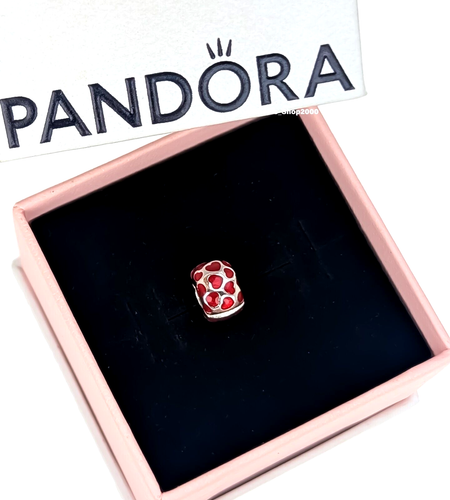 New 100% Authentic PANDORA 925 Ale Silver Red Heart Round Clip Charm ...