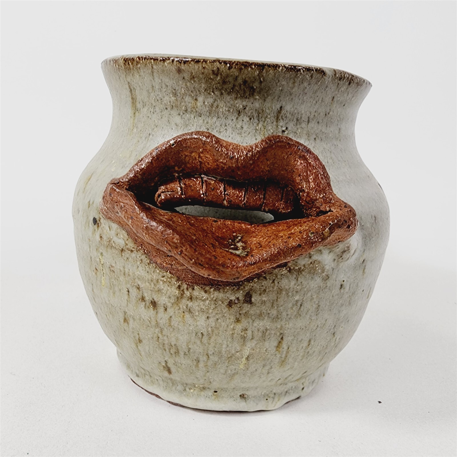 Vintage Lips Mouth Teeth Face Pitcher Art Pottery Unmarked Handmade - 6 ...