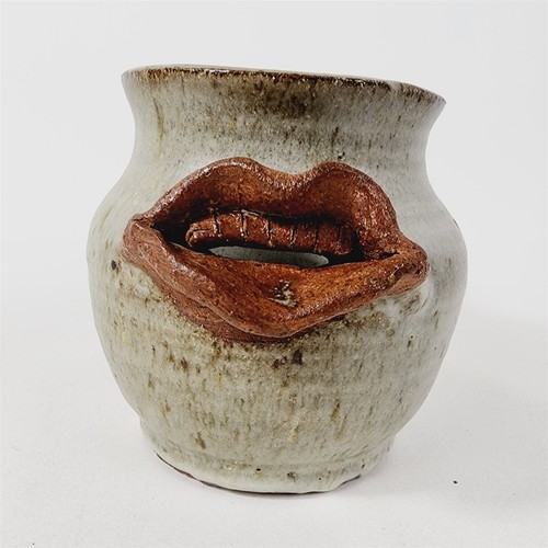 Vintage Lips Mouth Teeth Face Pitcher Art Pottery Unmarked Handmade - 6 ...