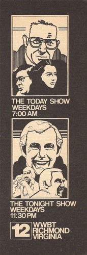 1973 WWBT TV AD~TONIGHT SHOW JOHNNY CARSON DOC SEVERINSEN ED MCMAHON ...