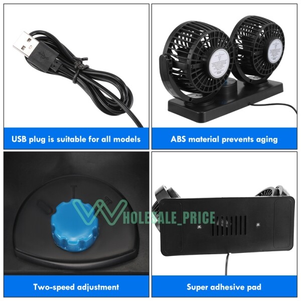 Electric Auto Car Van Cooling Fan Dashboard Air Con Cooler 1/2 Head ...
