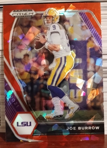 JOE BURROW - RED CRACKED ICE PARALLEL - PANINI PRIZM DRAFT PICKS #3 ...