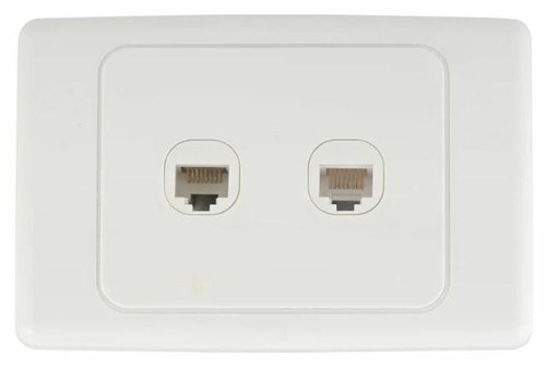 2 Gang Clipsal 2000 Compatible Wall Plate with CAT6 RJ45 Data Network ...