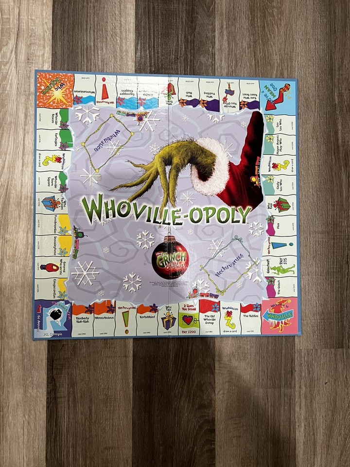 WHOVILLE-OPOLY Board Game How the Grinch Stole Christmas Monopoly ...