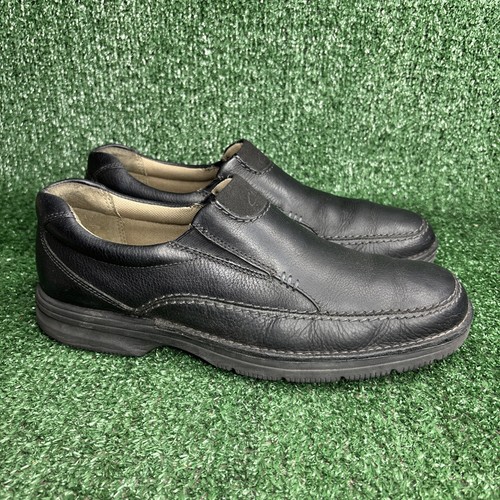 Clarks Size 9.5 Shoes Mens Black Leather Slip On Lightweight Loafers | eBay