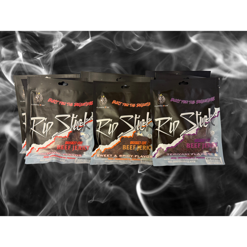 RipStick Beef Jerky Variety Pack 9 x 3 of Each Flavor Brisket Cut High ...