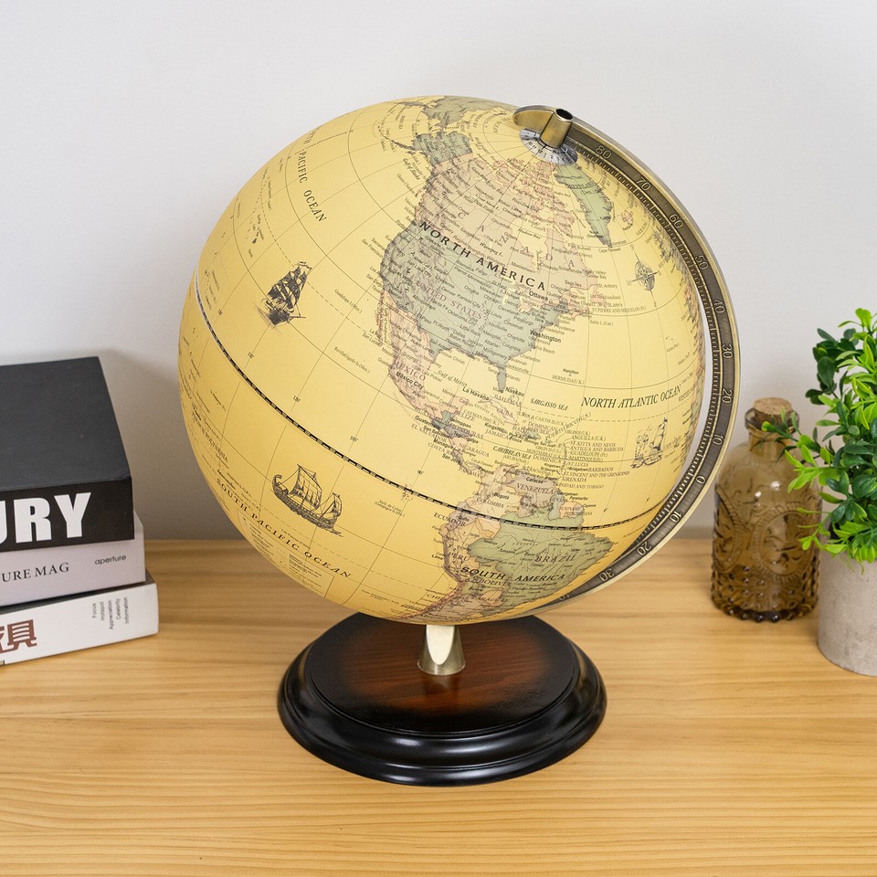 12'' Illuminated World Globe LED Light Rotating Education Cartography ...