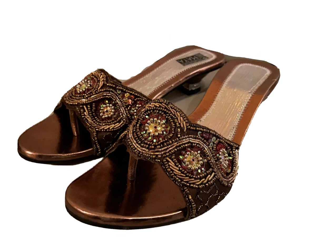 Bronze Low Heel Evening Shoes