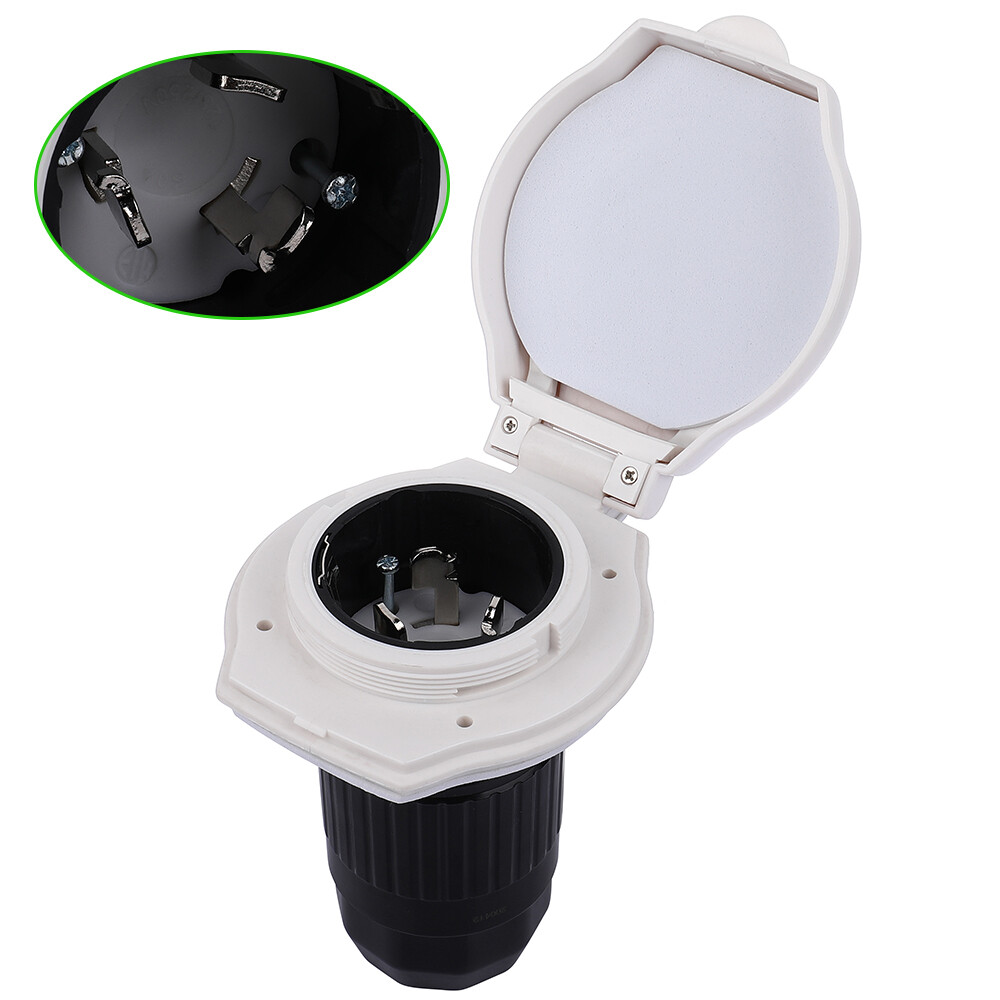 50 amp Power Cord Twist Electrical Lock in White Boat RV Marine Inlet ...