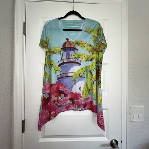 Ellen Negley Short Sleeve Art & Sol Shirt Top Size L | eBay