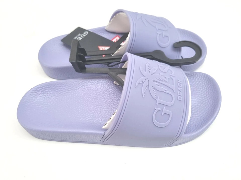 Guess Palm Logo Beach Summer Slider Slides Lavender. Size UK 4 EU 37 ...
