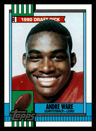 1990 Topps Andre Ware RC Rookie Draft Pick Detroit Lions #349 Centered ...