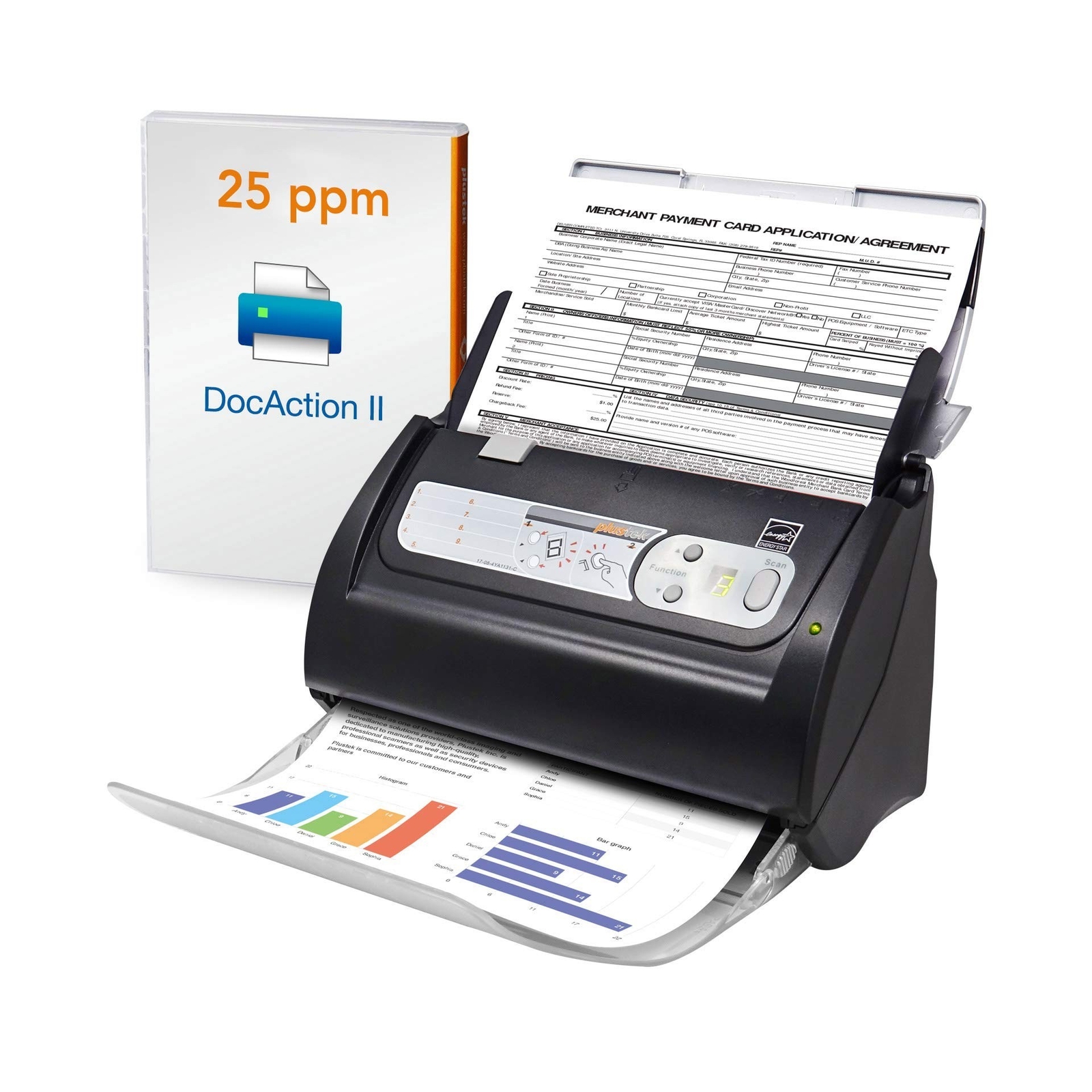 Plustek PS186 Desktop Document Scanner, with 50-pages Auto Document ...