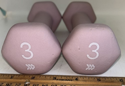 Neoprene Coated Hex Dumbbell Weights 3 Pound Neon Pink CAP Pair Set of ...