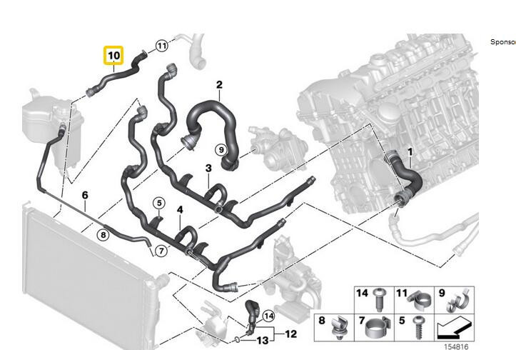 1 piece Radiator Coolant Hose for BMW E82/88 E90/92/93 E89 Z4 ...