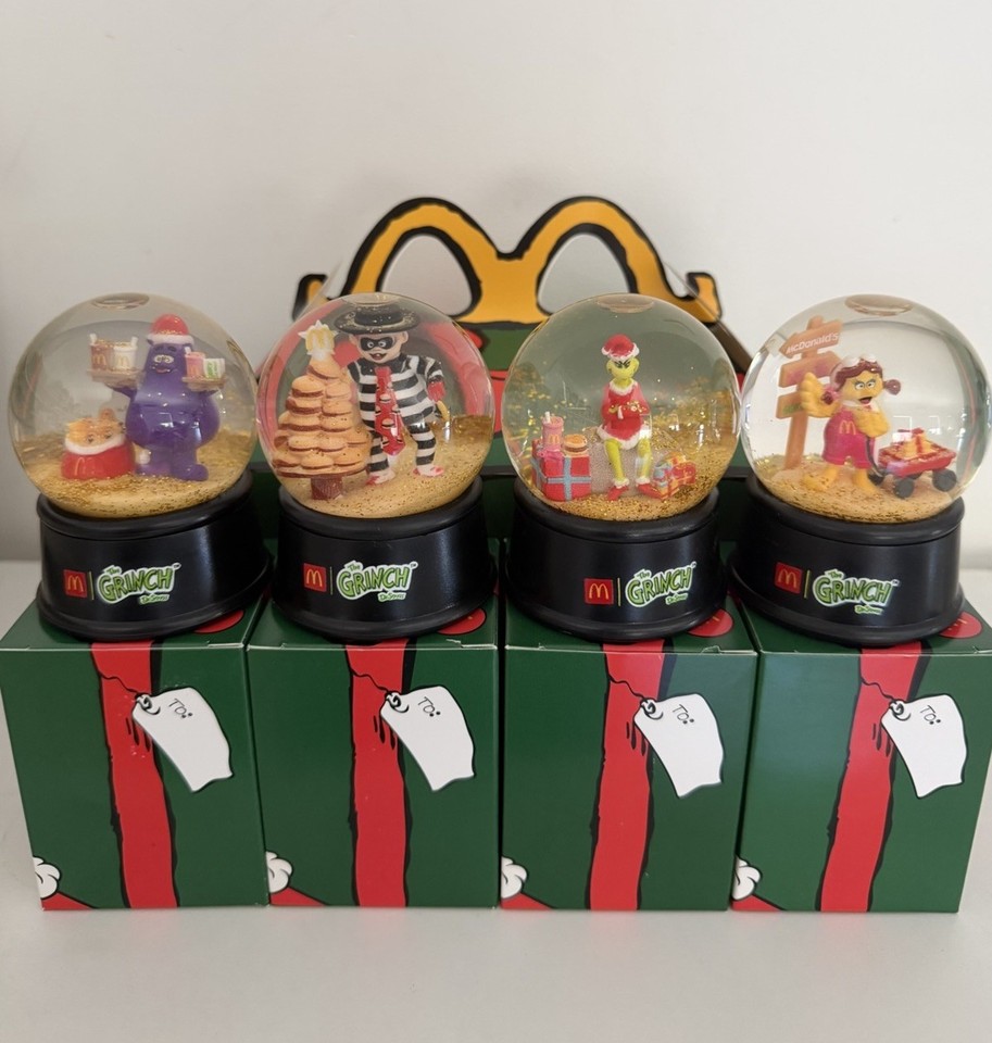 McDonalds 2025 Grinch Meals Collectable Snow/ Sand Globes Full Set ...