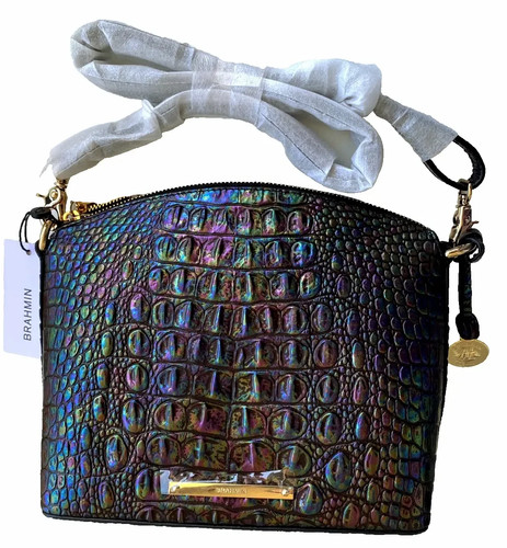 Brahmin Mini Duxbury Crossbody Black Pearl Iridescent Melbourne Leather ...