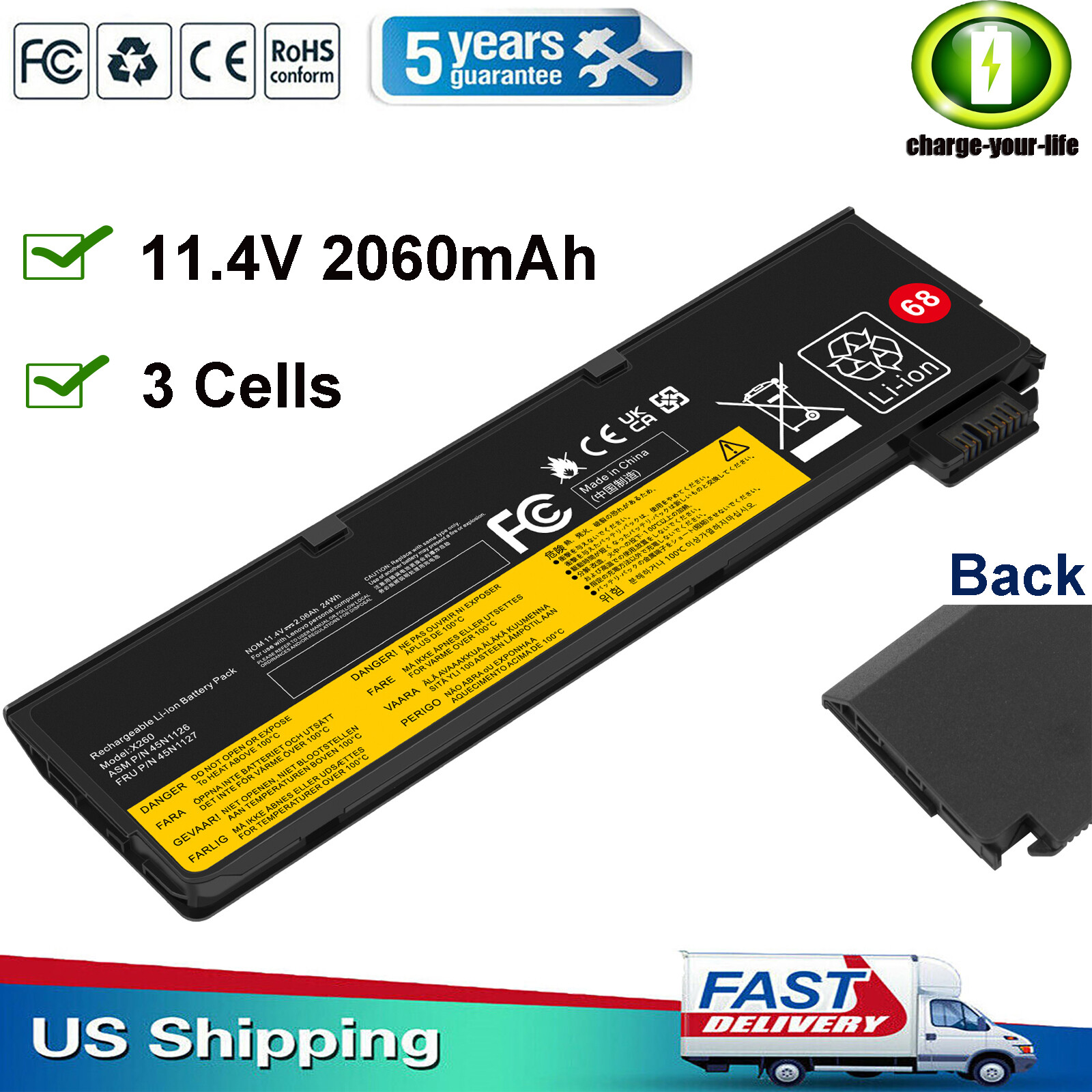 X260 Battery For Lenovo ThinkPad T440 T440S T450 T460p X240 X240S X250 ...