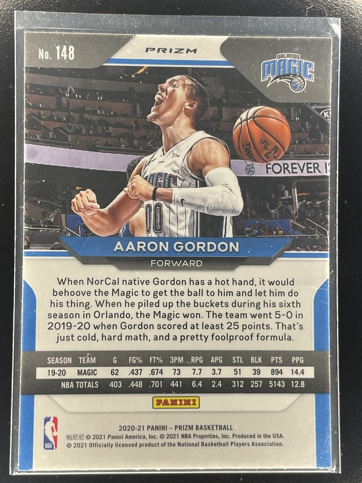 2020-21 Panini Prizm #148 Aaron Gordon Purple Wave Prizms Orlando Magic ...