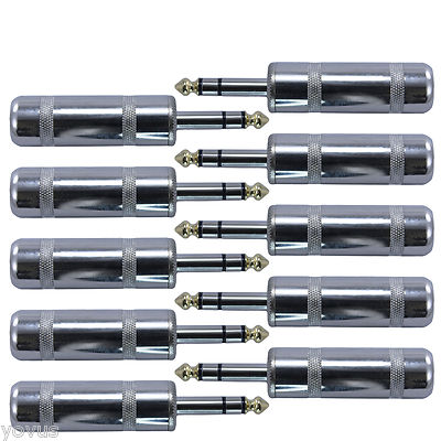 10PACK 1/4 TRS JUMBO STEREO BALANCED INSERT TIP/RING/SLEEVE MALE PLUG ...